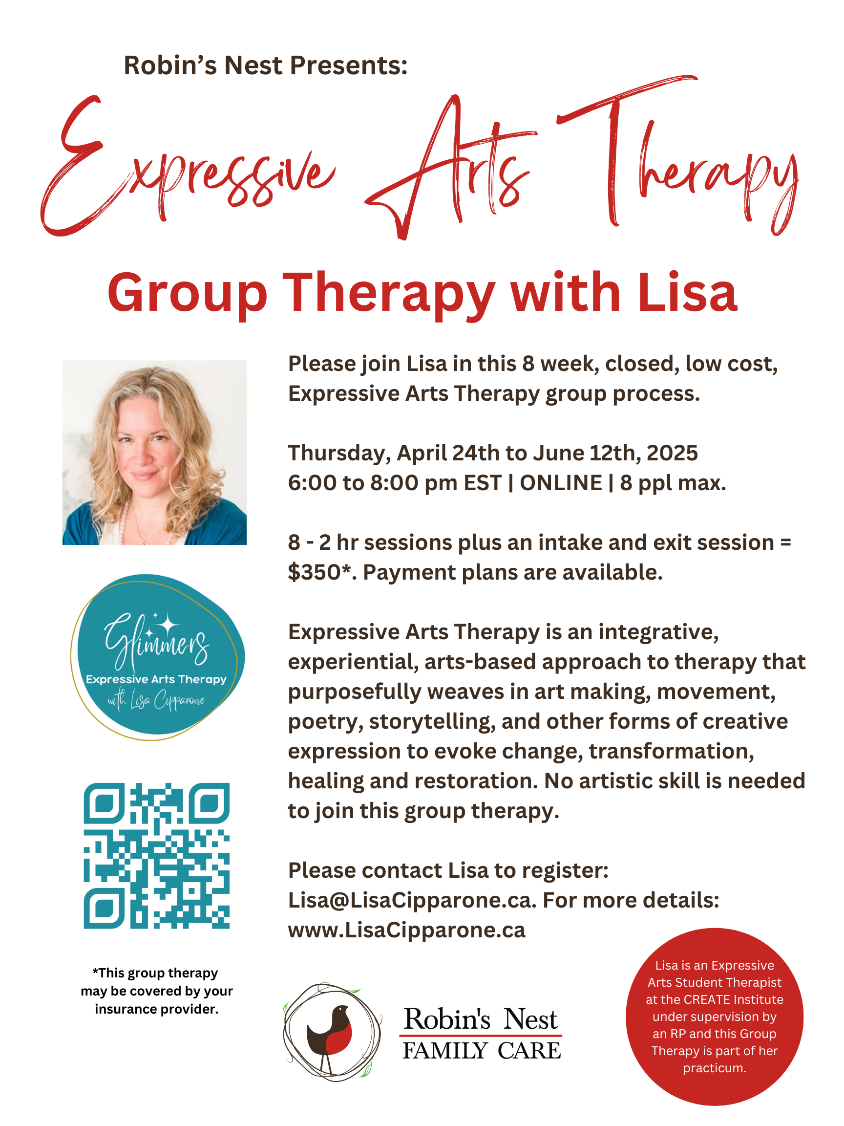 Expressive Arts Therapy - Weekly Group - Lisa Cipparone